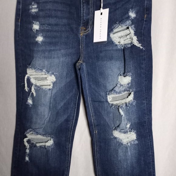 Risen Jeans | Jeans | Risen Womens Shadow Hem Straight Leg Distressed ...